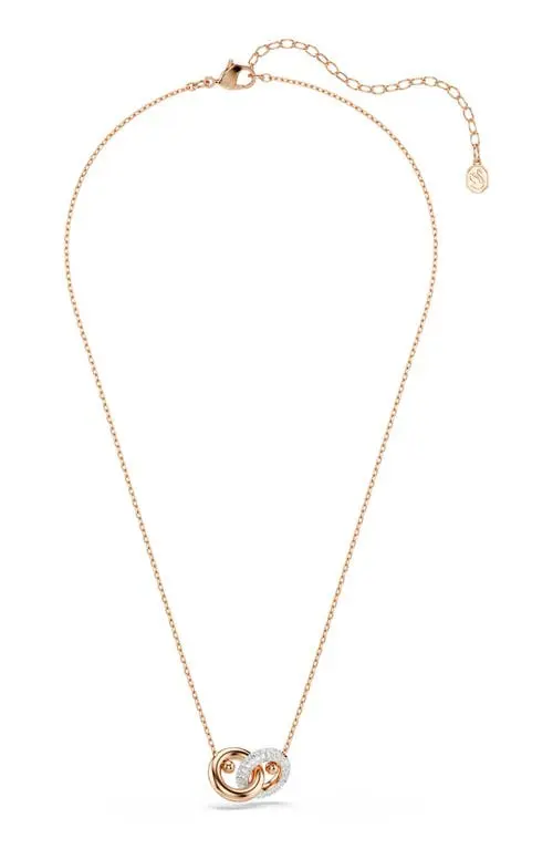 SWAROVSKI Dextera Interlink Pendant Necklace - Rose Gold/white