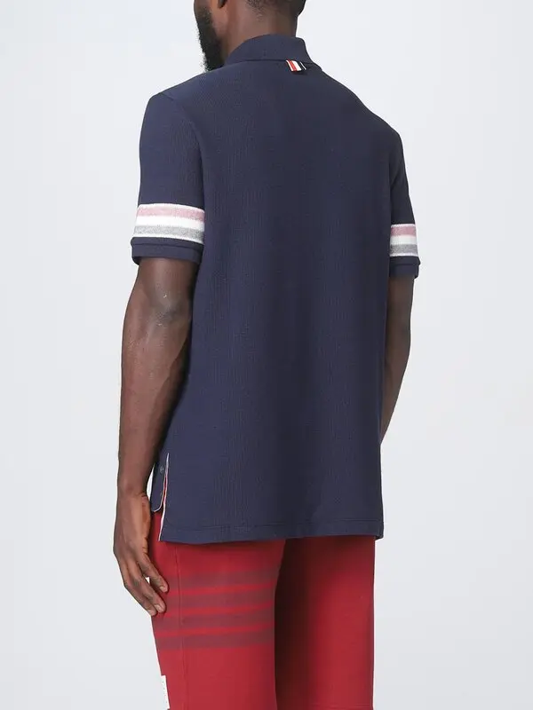Thom Browne Polo Shirt In Cotton - Blue