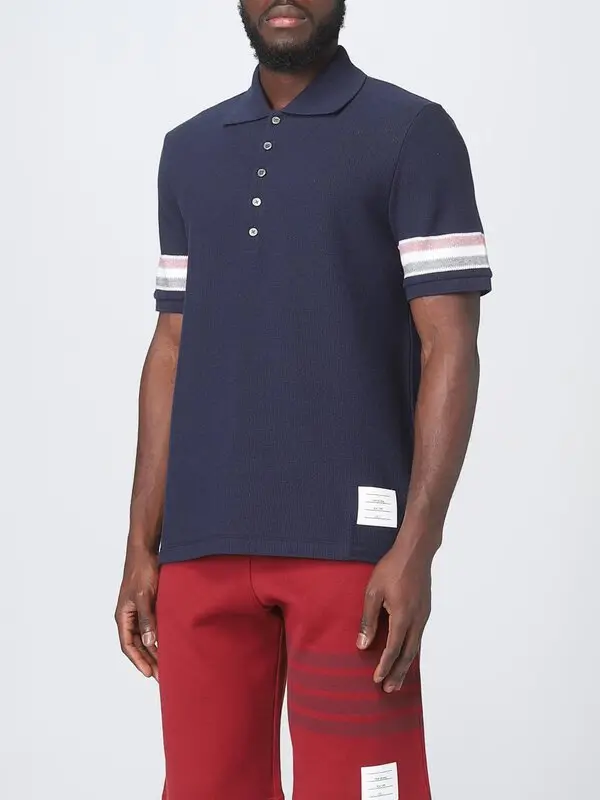 Thom Browne Polo Shirt In Cotton - Blue