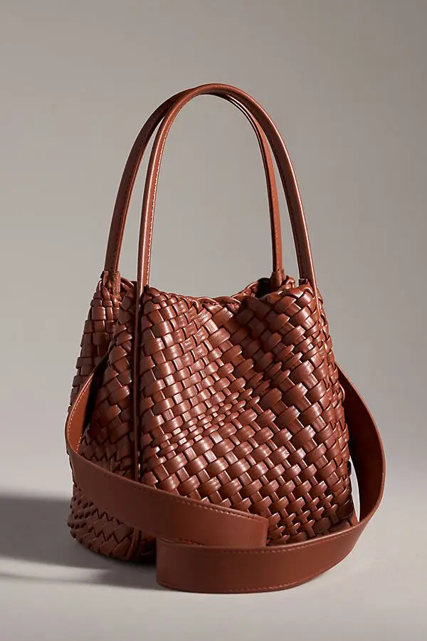 Anthropologie Hollace Woven Mini Tote - Cognac