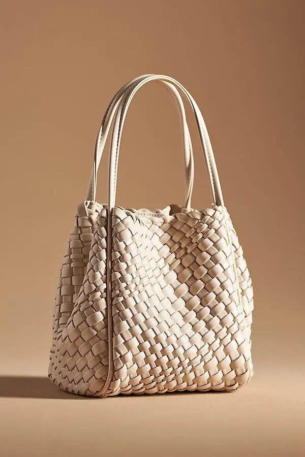 Anthropologie Hollace Woven Mini Tote - Cream