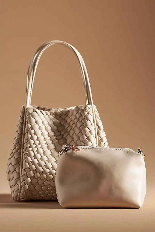 Anthropologie Hollace Woven Mini Tote - Cream