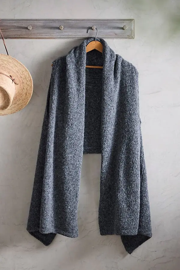 TERRAIN Heathered Alpaca Shawl - Dark Grey