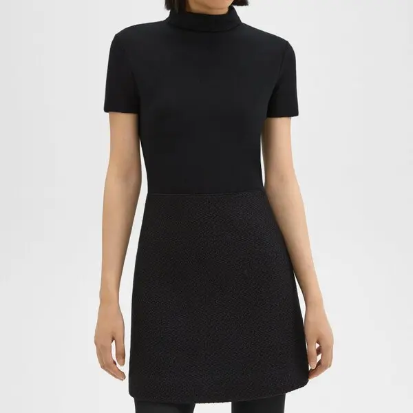 Theory Knit Combo Dress In Wool-Blend Tweed In Black - 60% Off |  Editorialist