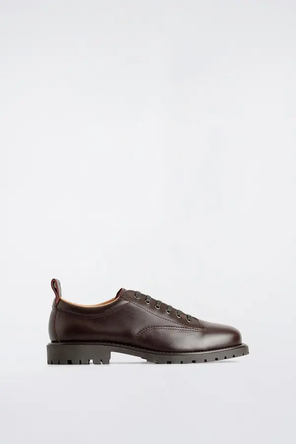 Cos Chunky Leather Derby Shoes - Brown