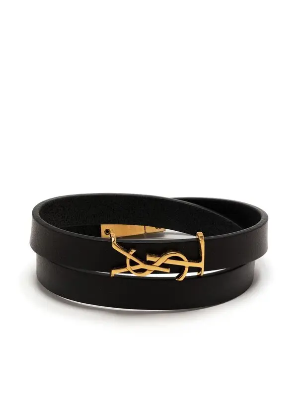 Saint Laurent Logo Double-strap Bracelet - Black