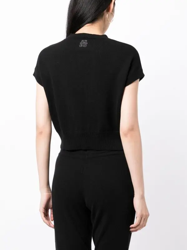 TEDDY CASHMERE Genova Sleeveless Cropped Cashmere Jumper - Black