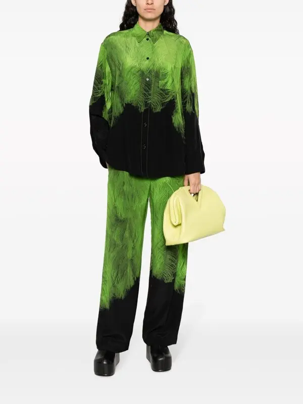 Victoria Beckham Feather-print Silk Trousers