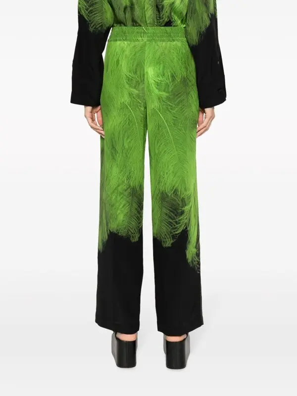 Victoria Beckham Feather-print Silk Trousers