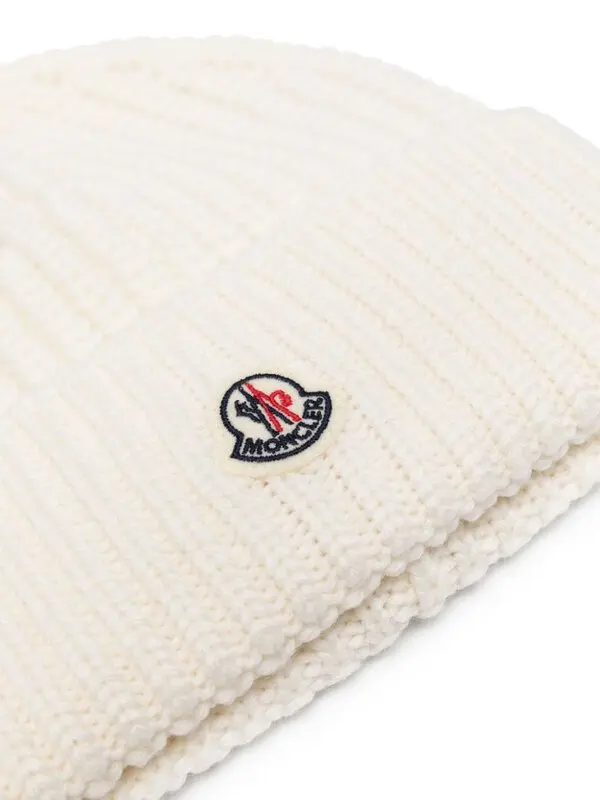 Moncler Logo-patch Ribbed-knit Beanie