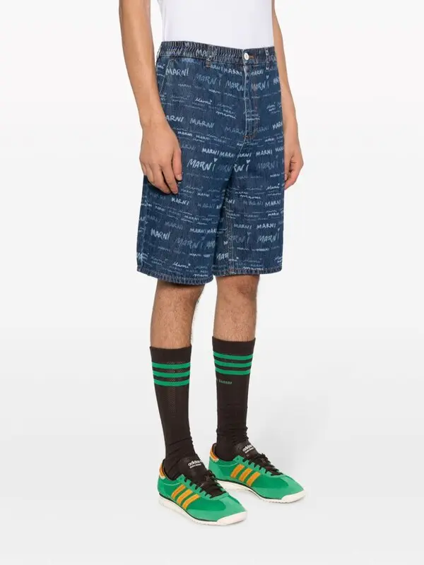 Marni Logo-print Knee-length Denim Shorts