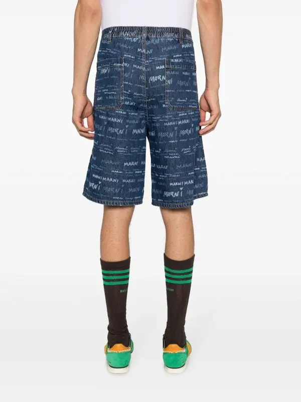 Marni Logo-print Knee-length Denim Shorts