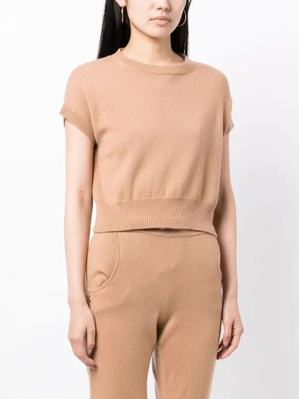 TEDDY CASHMERE Genova Sleeveless Cropped Jumper - Brown