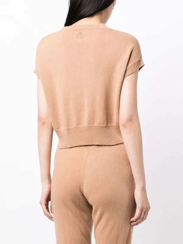 TEDDY CASHMERE Genova Sleeveless Cropped Jumper - Brown