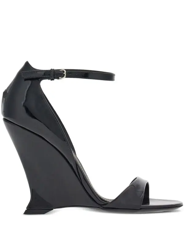 FERRAGAMO 100mm Patent Leather Sandals - Black