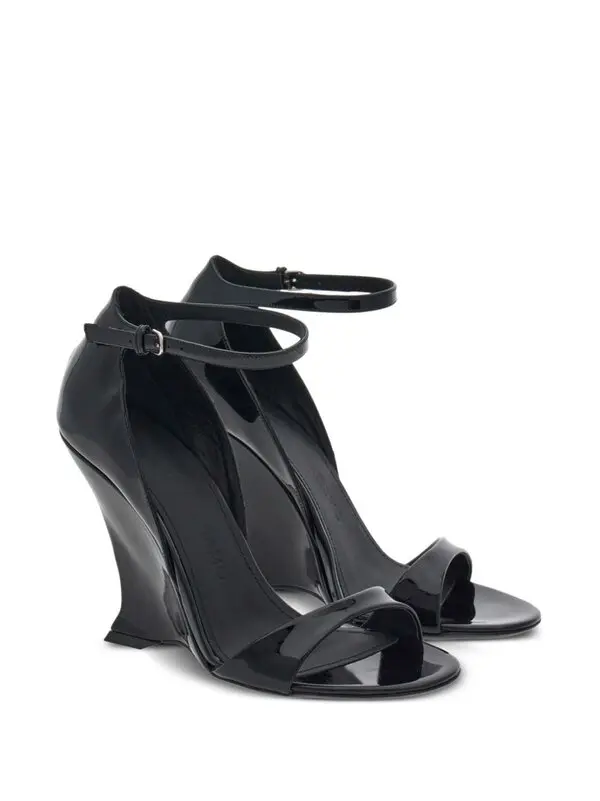FERRAGAMO 100mm Patent Leather Sandals - Black