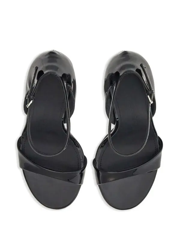 FERRAGAMO 100mm Patent Leather Sandals - Black