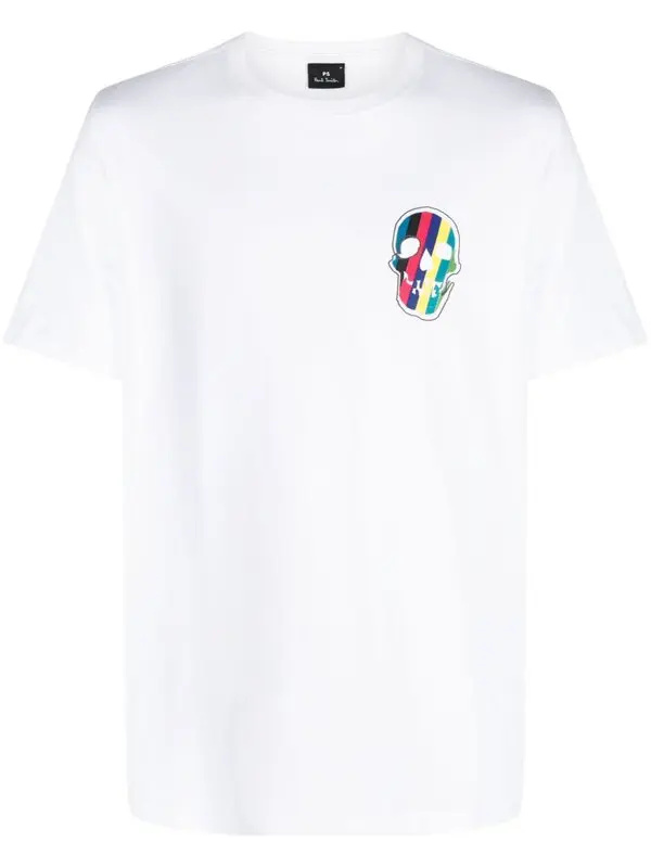 Paul Smith Skull-patch Organic Cotton T-shirt - White
