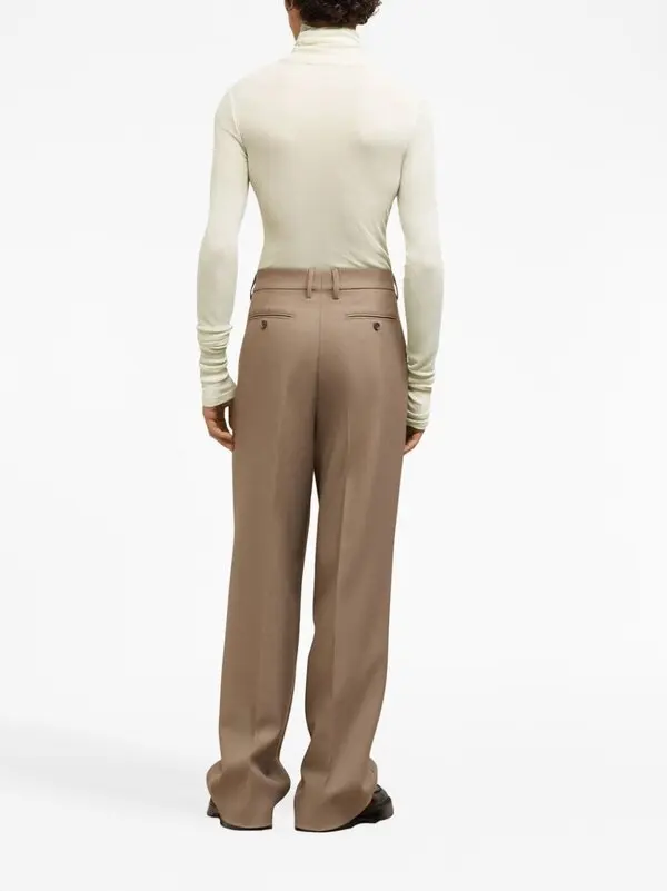 AMI Paris Ribbed Roll-neck Top - Neutrals