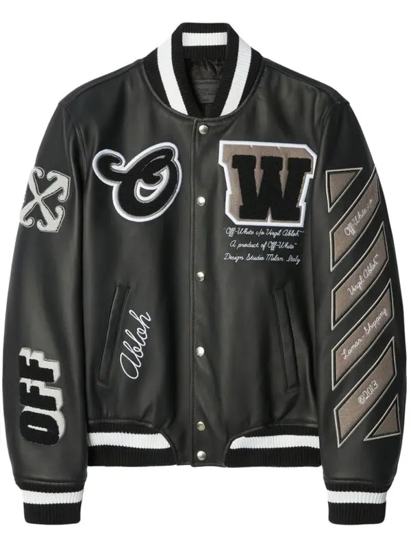 Off-White Leather Varsity Jacket