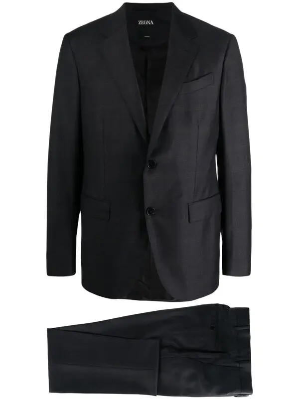 Zegna Plaid-check Single-breasted Suit - Blue