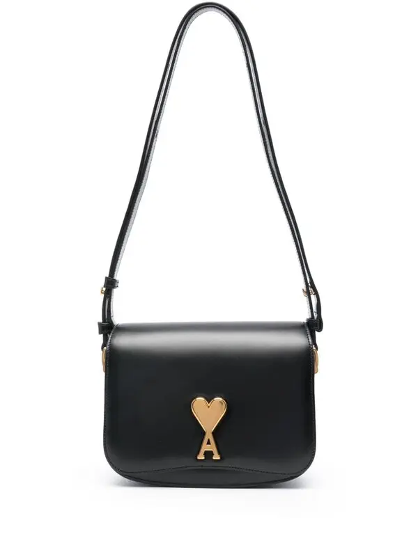 Ami Paris Leather Shoulder Bag - Black