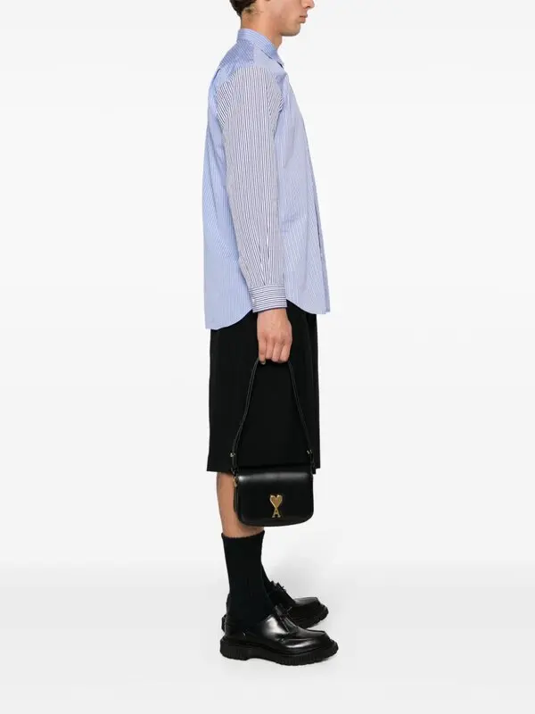 Ami Paris Leather Shoulder Bag - Black