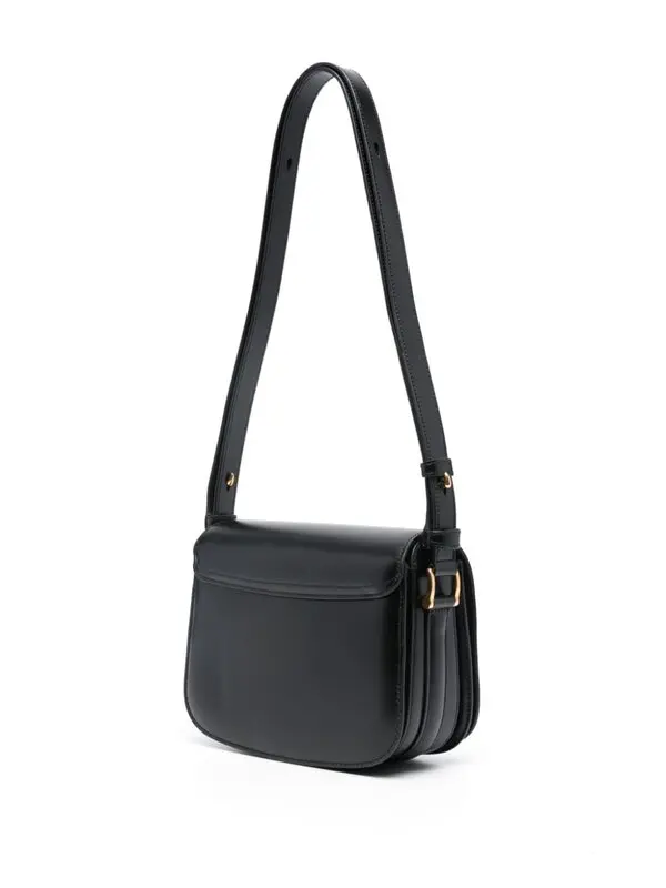 Ami Paris Leather Shoulder Bag - Black