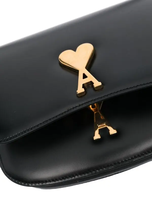 Ami Paris Leather Shoulder Bag - Black