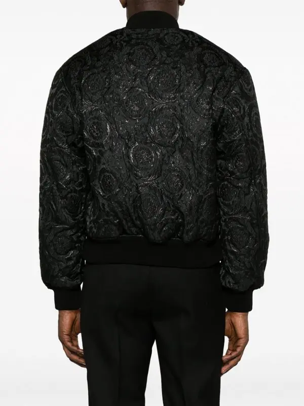 Versace Baroque Cloquet Bomber Jacket In Black - 69% Off