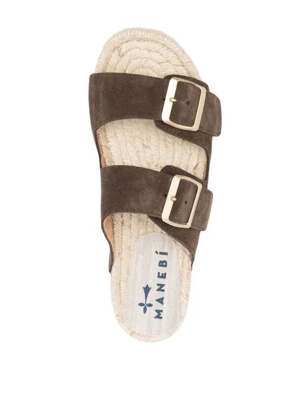 Manebí Double-buckle Flat Espadrilles - Brown
