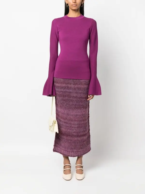 DESTREE Joan Flared-sleeve Knitted Jumper - Pink