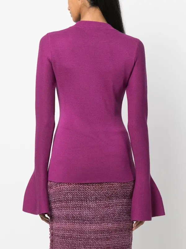 DESTREE Joan Flared-sleeve Knitted Jumper - Pink