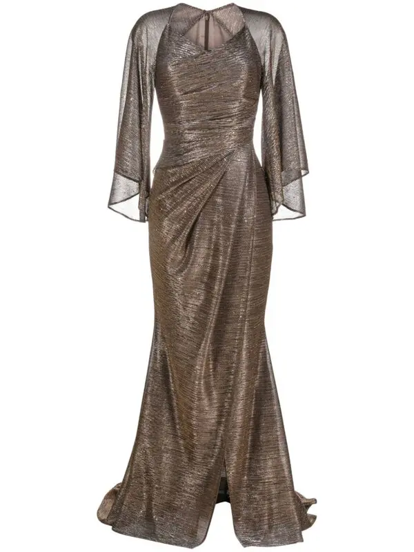 Talbot Runhof Sweetheart-neck Draped Gown - Gold