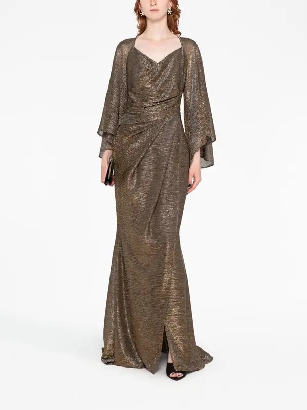 Talbot Runhof Sweetheart-neck Draped Gown - Gold