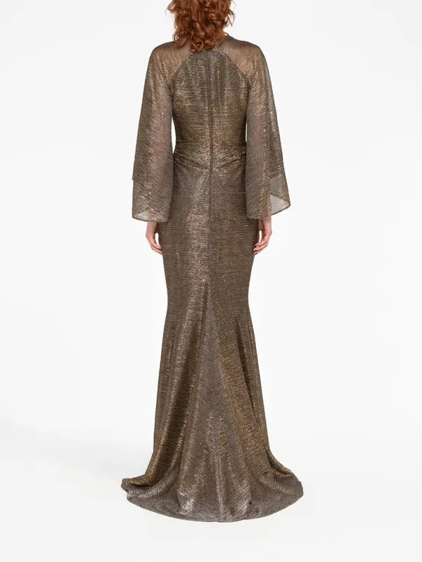 Talbot Runhof Sweetheart-neck Draped Gown - Gold
