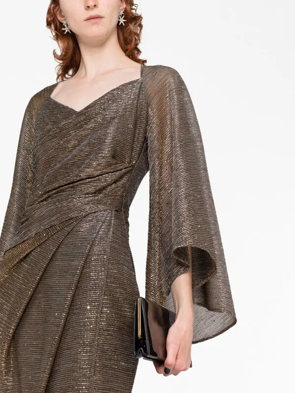 Talbot Runhof Sweetheart-neck Draped Gown - Gold