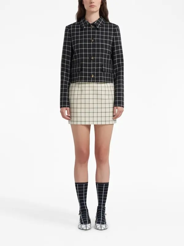 Marni Checked Wool Miniskirt