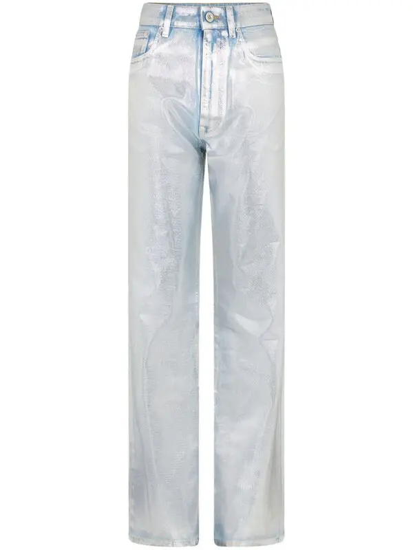 Rabanne Metallic Finish Straight-leg Jeans - Silver