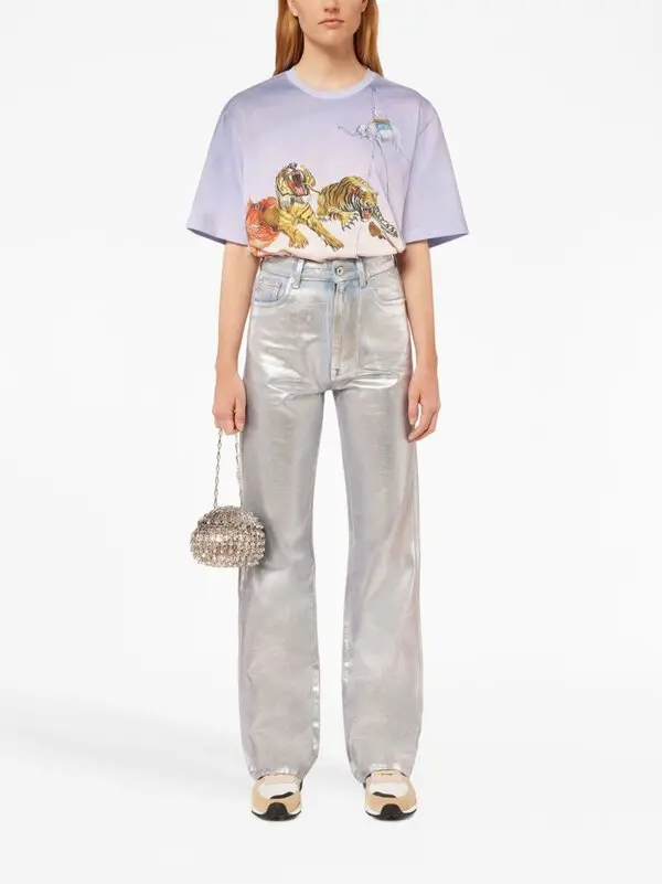 Rabanne Metallic Finish Straight-leg Jeans - Silver