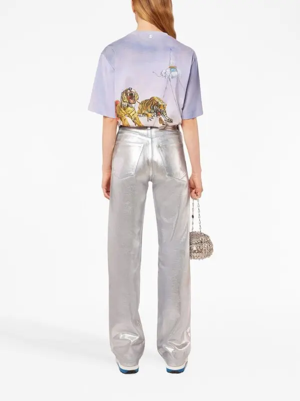 Rabanne Metallic Finish Straight-leg Jeans - Silver
