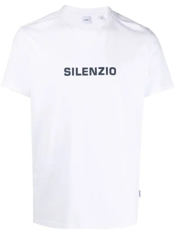 Aspesi Silenzio Print Cotton T-shirt - White