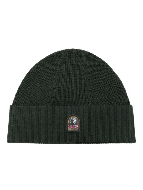 PARAJUMPERS Logo-patch Ribbed-knit Beanie - Green