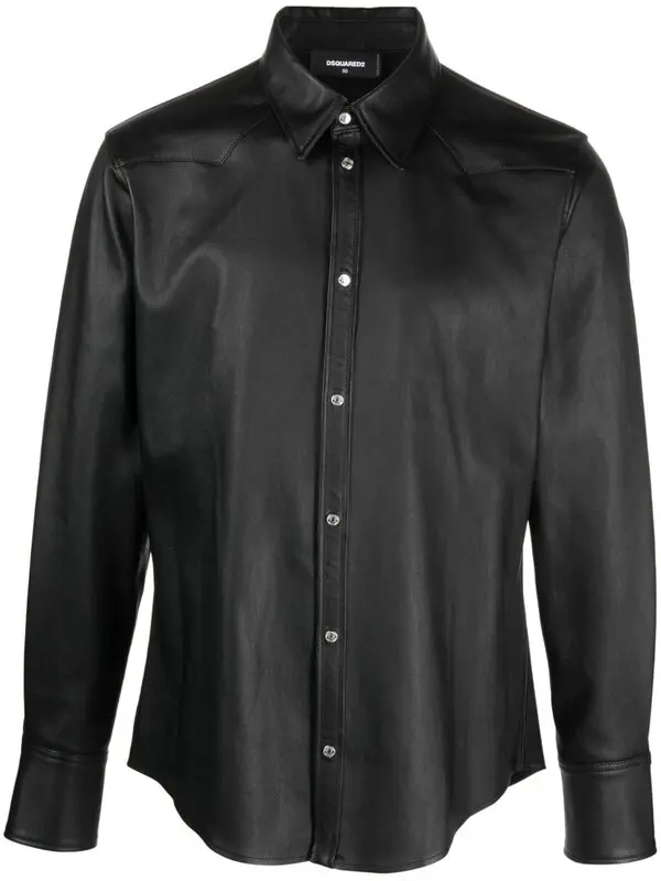 Dsquared2 Long-sleeve Leather Shirt - Black