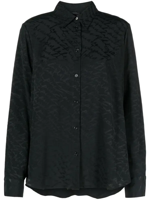 Pinko Patterned Jacquard Long-sleeve Shirt - Black