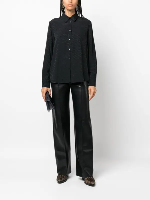 Pinko Patterned Jacquard Long-sleeve Shirt - Black