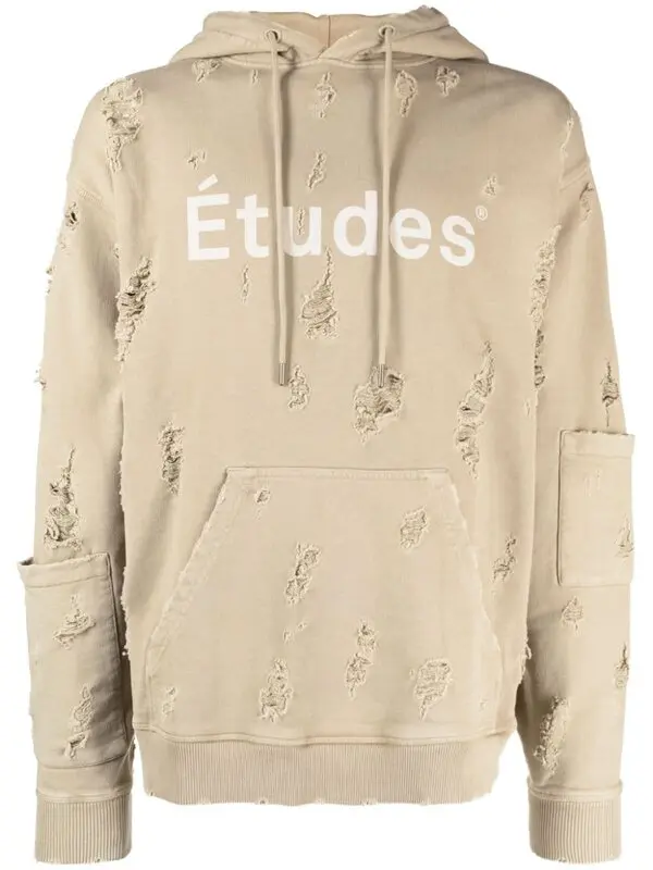 Études Studio Distressed-effect Hoodie