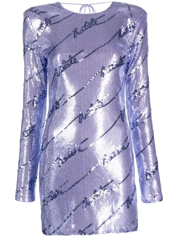 ROTATE BY BIRGER CHRISTENSEN Logo-embellished Sequin Minidress - Purple
