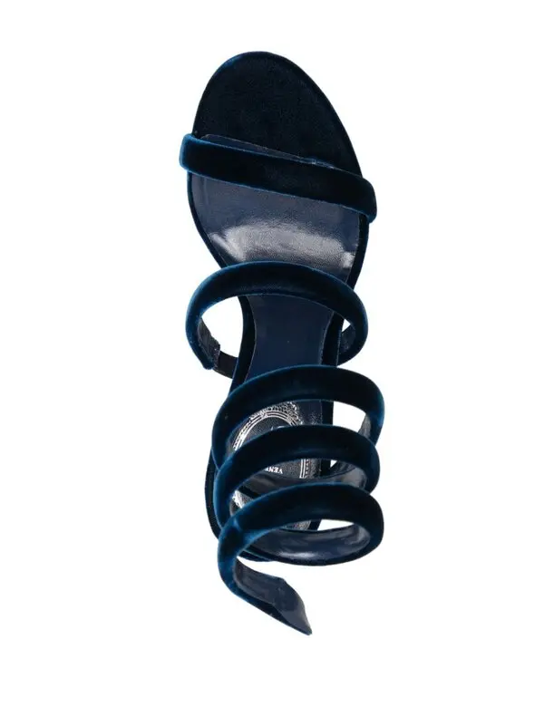 Rene Caovilla Cleo 100mm Velvet-finish Sandals - Blue
