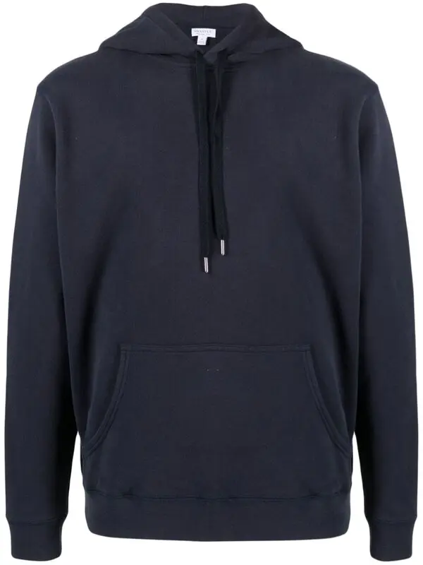 Sunspel Drawstring-fastening Cotton Hoodie - Blue